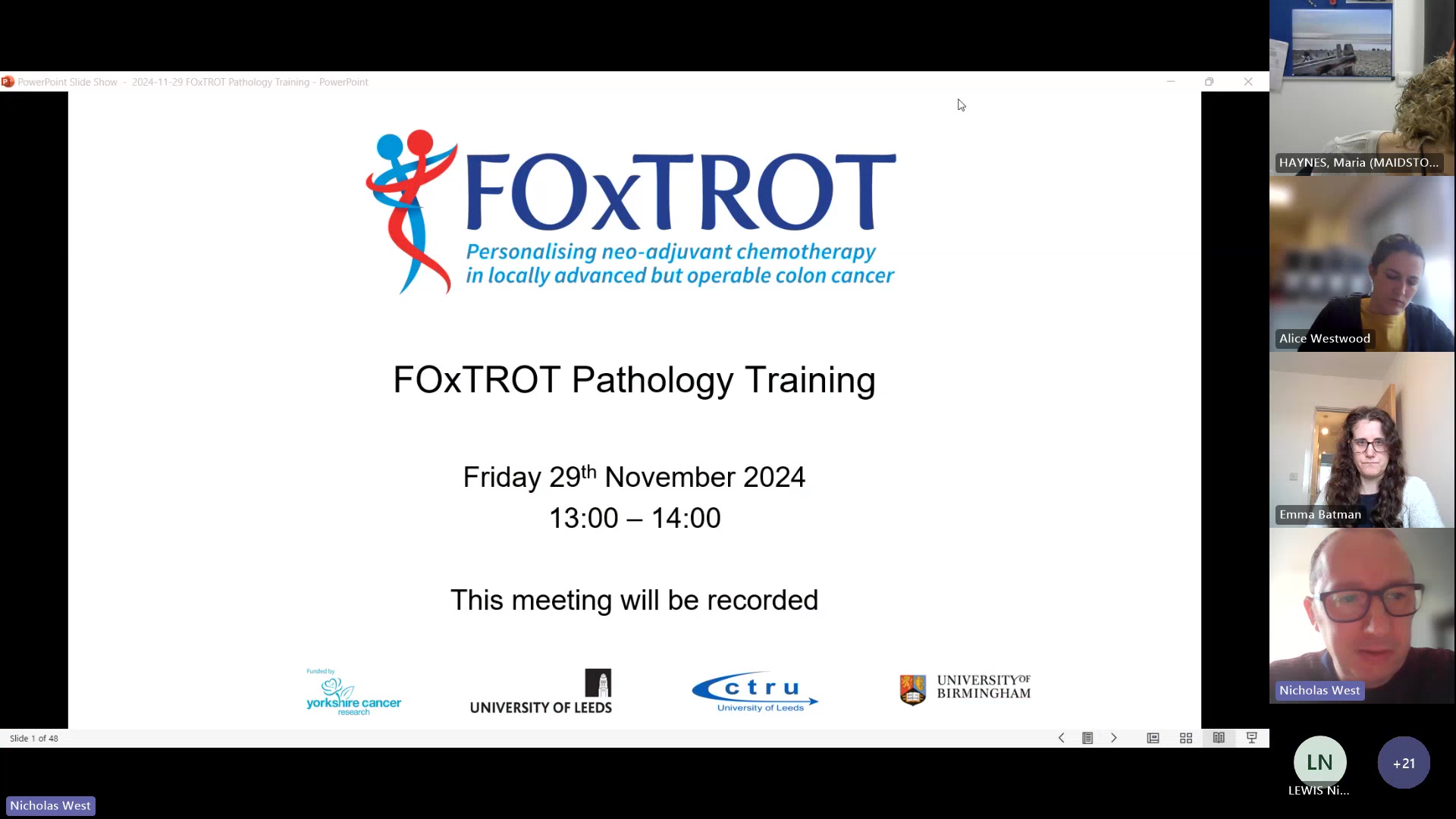 FOxTROT Pathology traning session