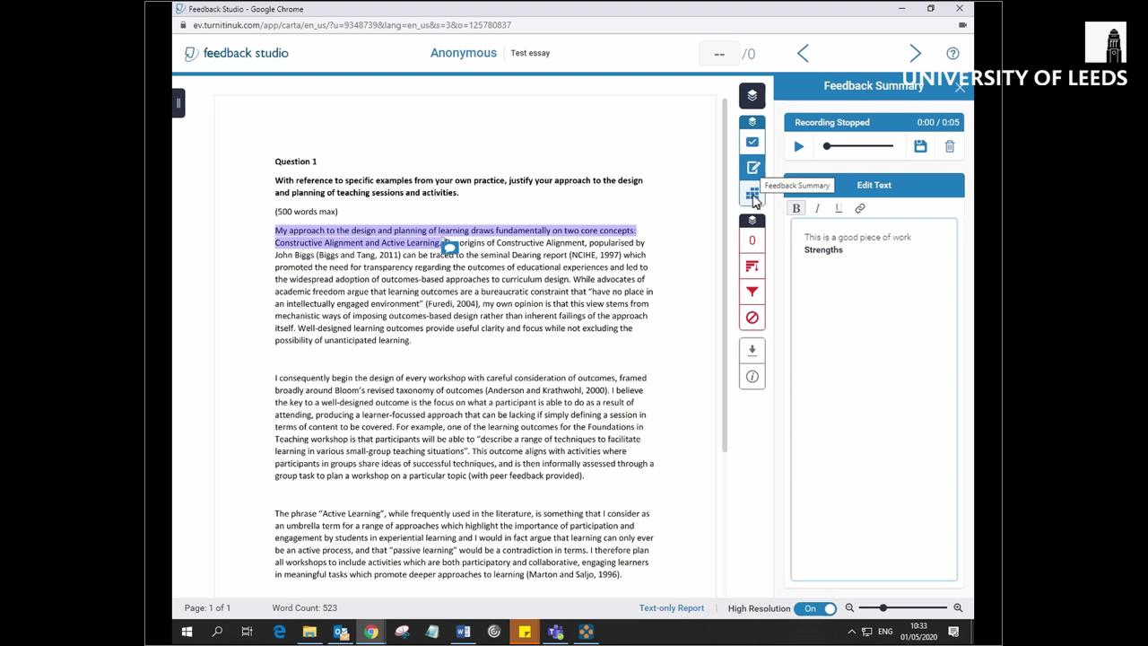 Step 4: How to assign comments to rubrics and mark the assignment