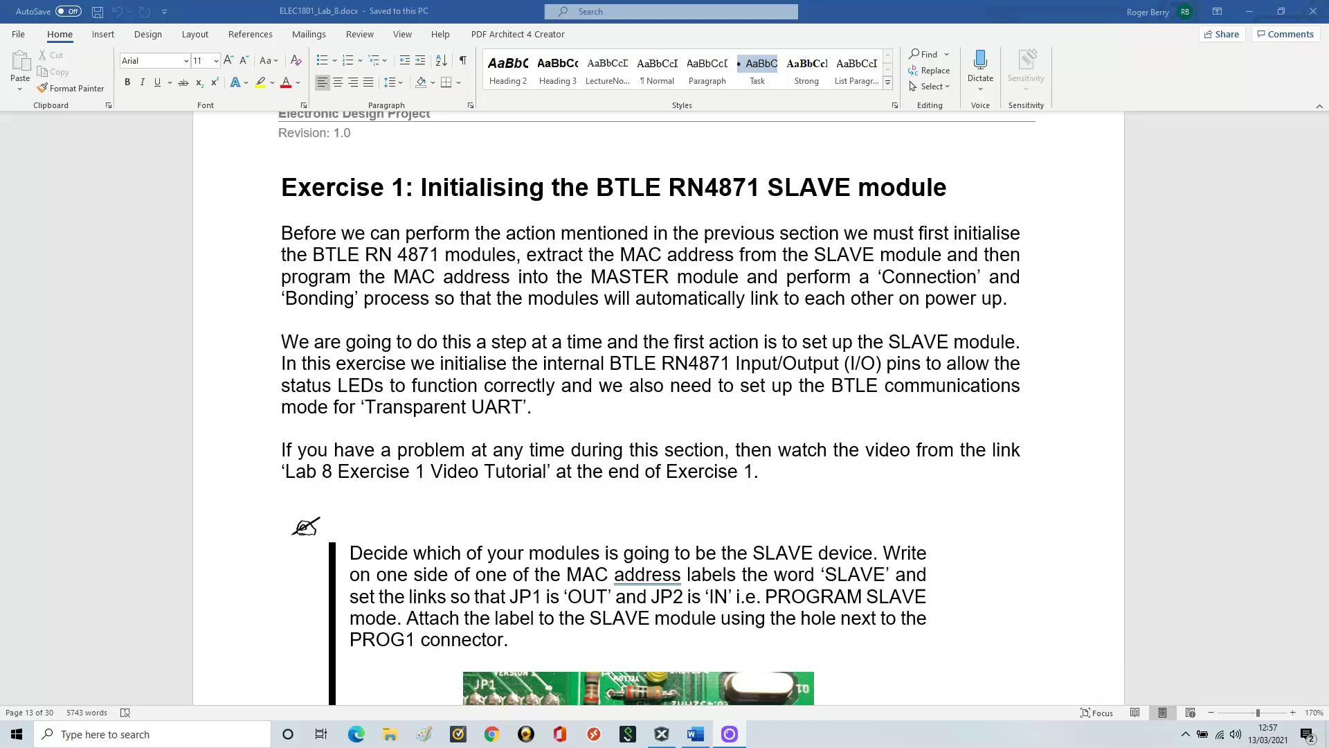 ELEC1801 Remote Lab 8 Exercise 1