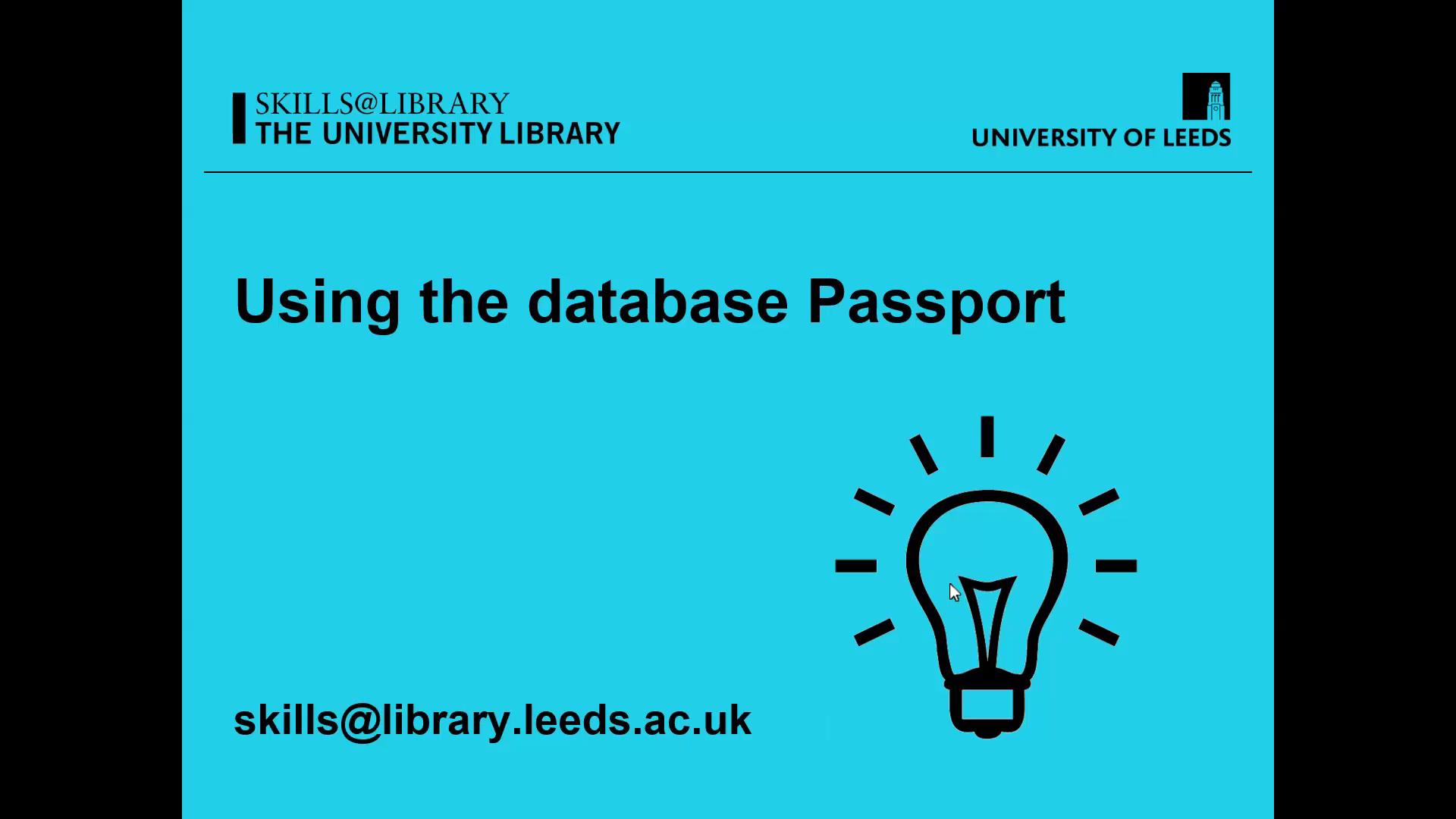 Using the database Passport to find analysis