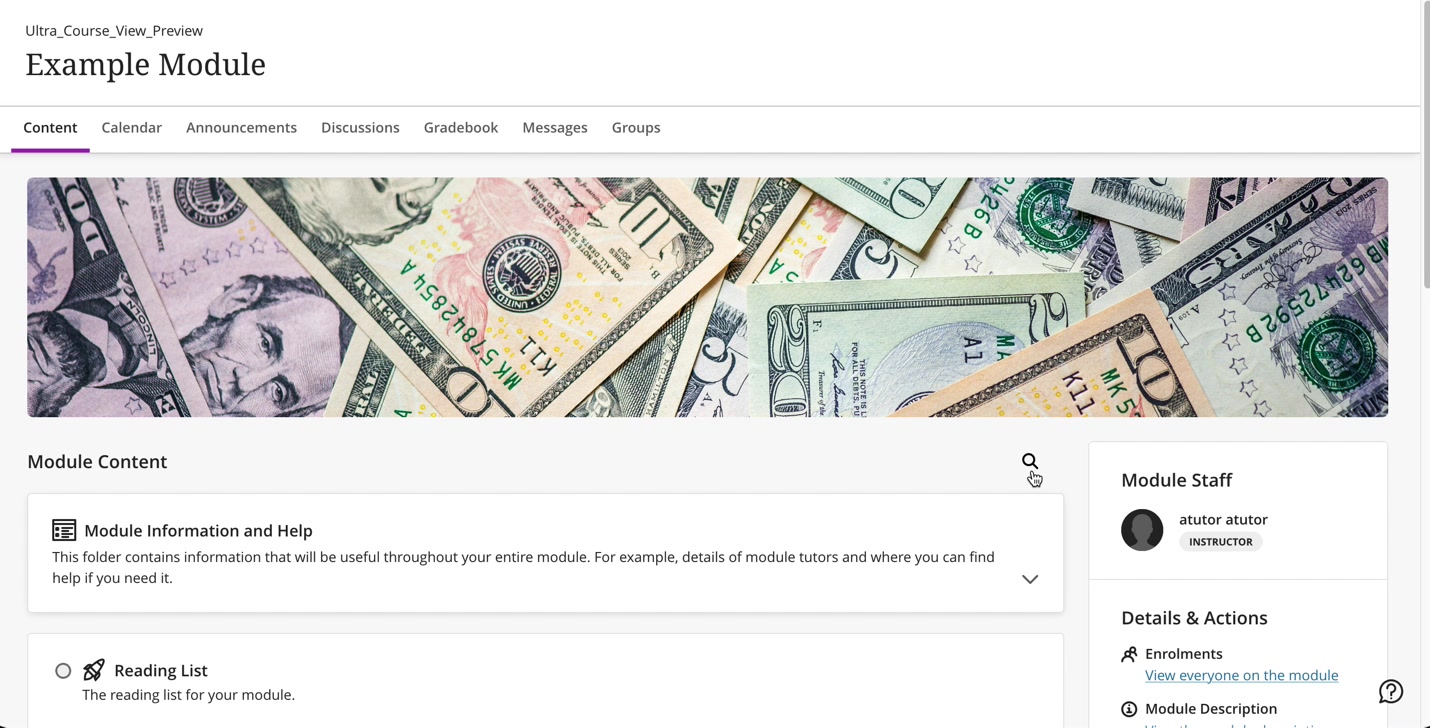 Students - Module content search