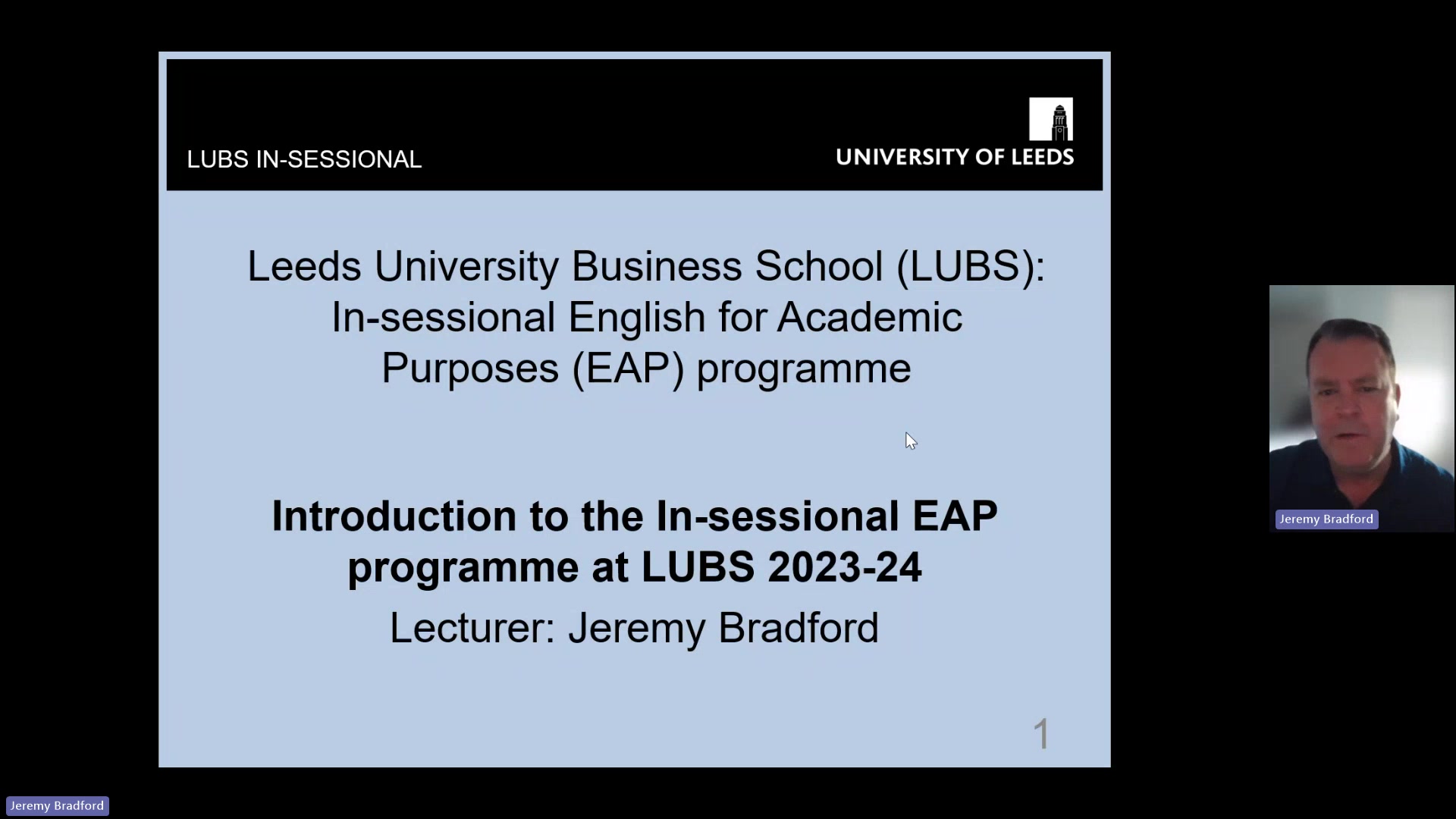 Introduction to the In-sessional EAP programme at LUBS