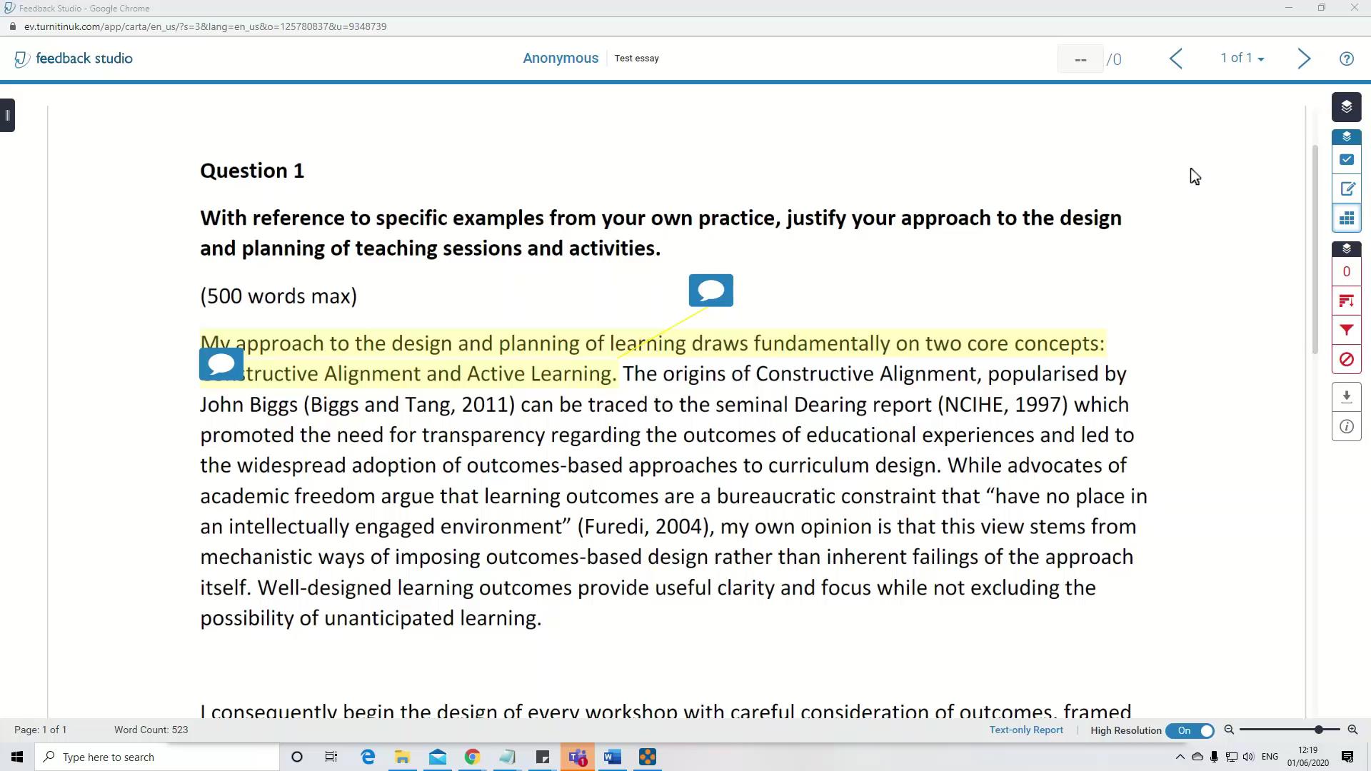 How to assign comments to rubrics and mark the assignment