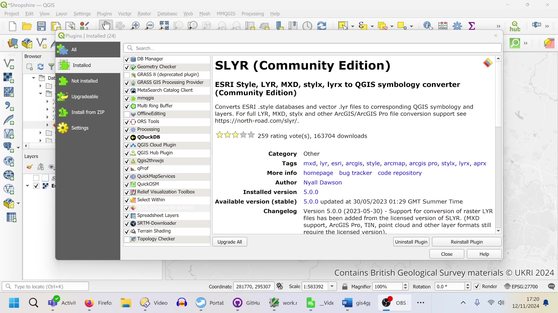 Applying styles to a layer with a .lyr file in QGIS