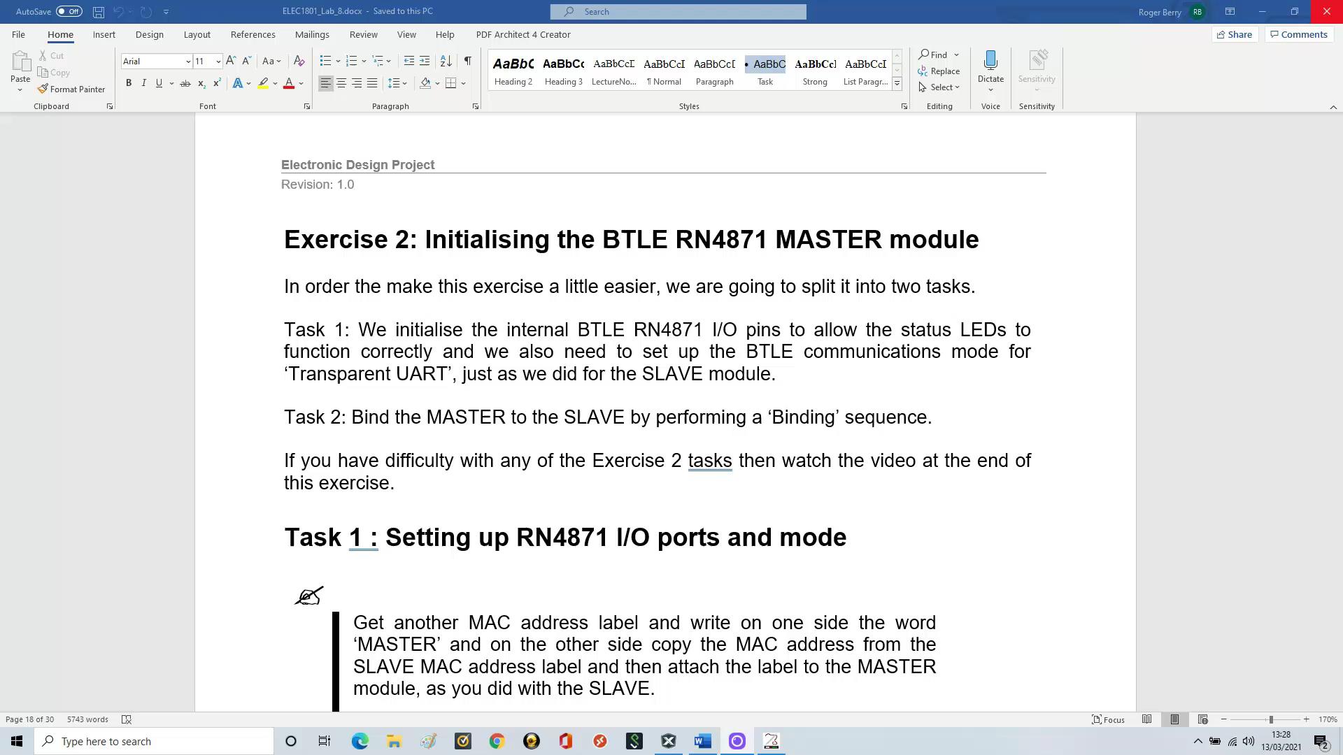 ELEC1801 Remote Lab 8 Exercise 2