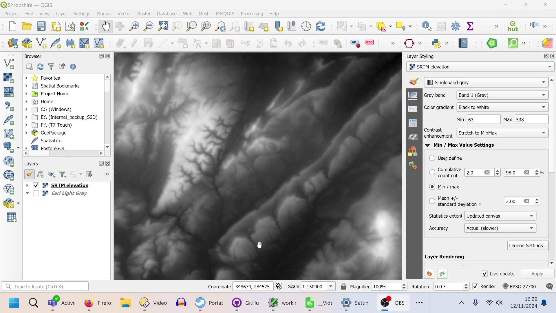 Creating a hillshade layer from elevation in QGIS