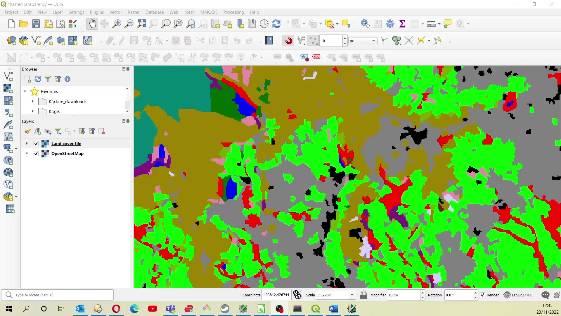 Setting blending modes for a raster layer in QGIS
