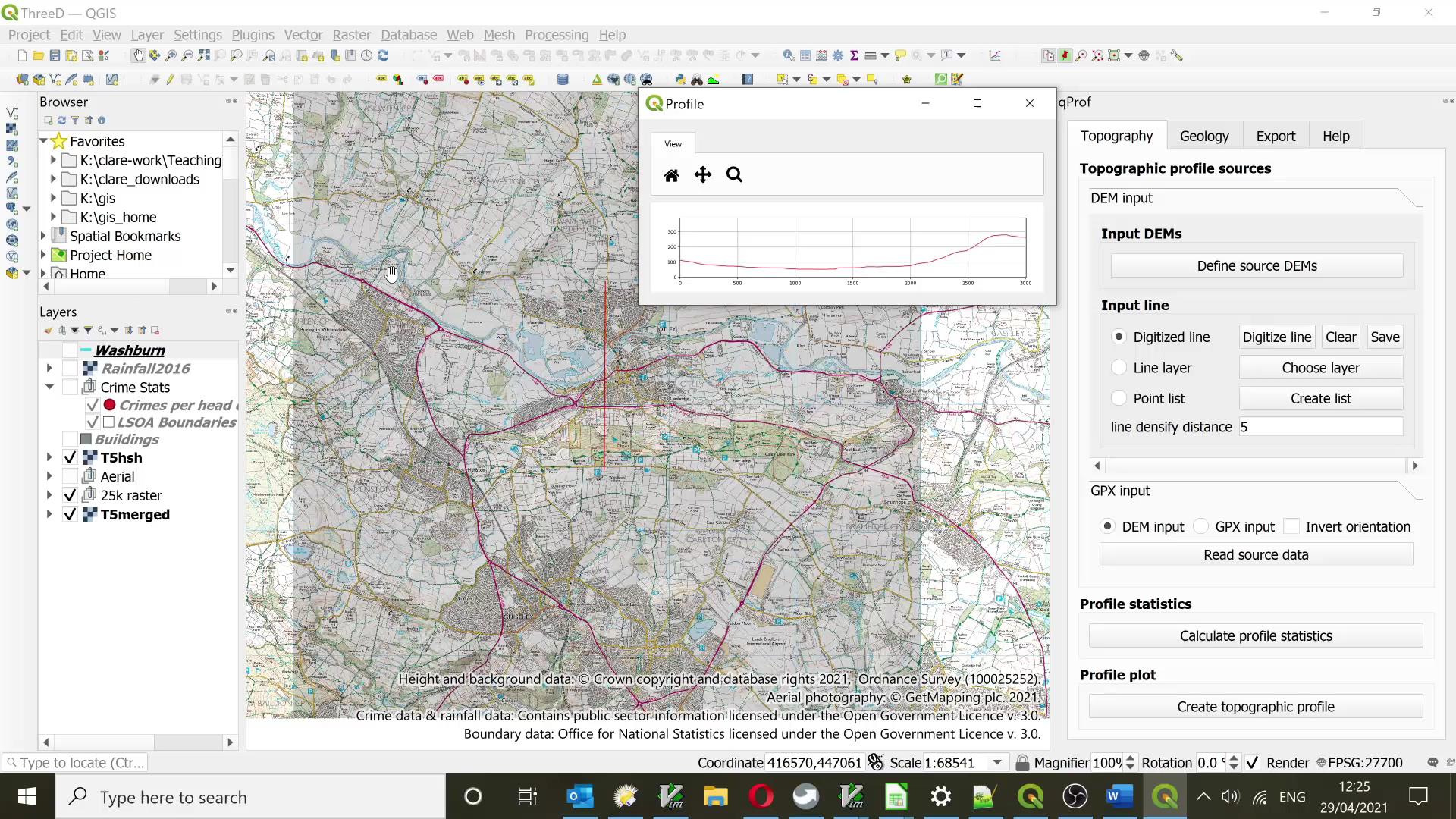 Using profile data to display a profile graph on a layout in QGIS