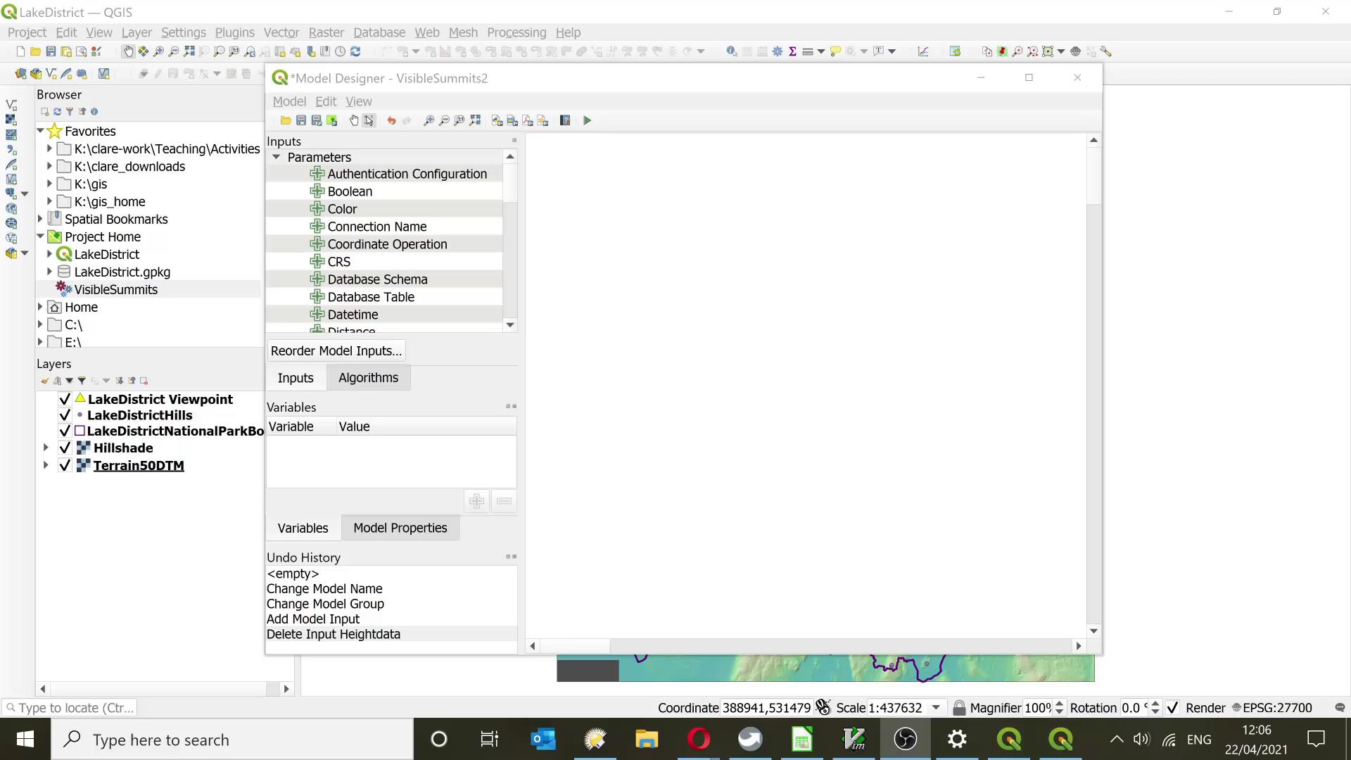 Adding input to a graphical model in QGIS
